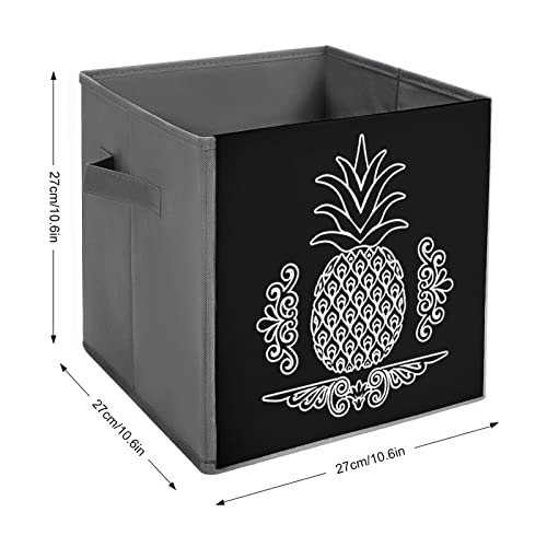 Pineapple Art Collapsible Storage Bins Basics Folding Fabric Storage Cubes Organizer Boxes with Handles