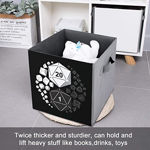 D20 Dice Yin Yang Collapsible Storage Bins Basics Folding Fabric Storage Cubes Organizer Boxes with Handles