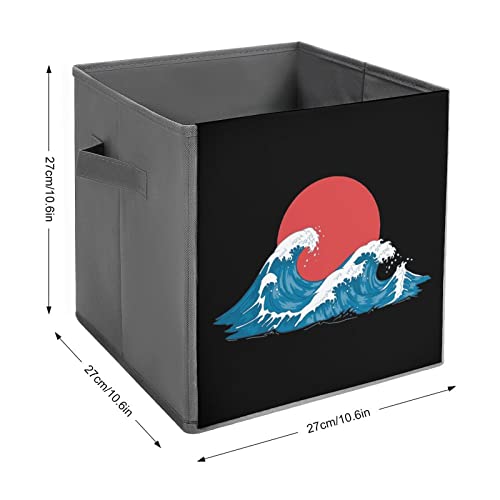 Japanese Sun Waves Collapsible Storage Bins Basics Folding Fabric Storage Cubes Organizer Boxes with Handles