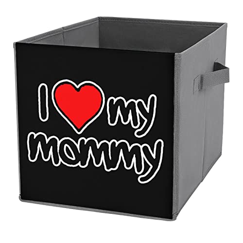 I Love My Mommy Collapsible Storage Bins Basics Folding Fabric Storage Cubes Organizer Boxes with Handles