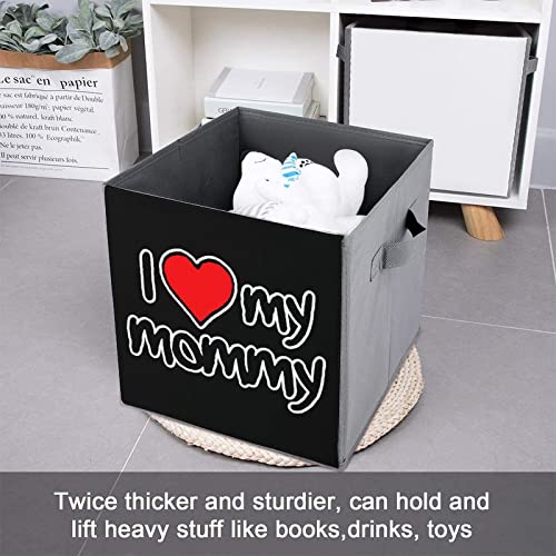 I Love My Mommy Collapsible Storage Bins Basics Folding Fabric Storage Cubes Organizer Boxes with Handles