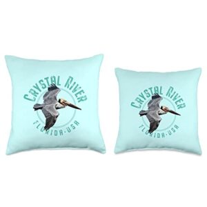 Crystal River FL Gear Crystal River Florida Pelican Design Throw Pillow, 18x18, Multicolor