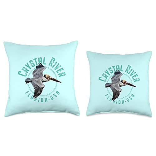 Crystal River FL Gear Crystal River Florida Pelican Design Throw Pillow, 18x18, Multicolor