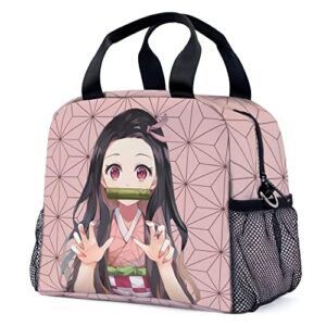 ixunfoc anime lunch box, girls reusable lunch box durable adults lunch bag bento box bag for travel beach camping picnic (1)