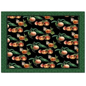 Teounai Dark Green Background Peach Area Rug, Simple and Fresh Small Flower Decorative Rug with Non-Slip Rubber Backing Soft Comfortable Home Decoration Can Be Used in Living Room Bedroom 2 x 6ft