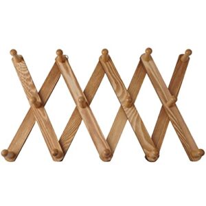 nenrin accordion style wood expandable rack storage racks hat wall hanger non-metal garment hooks coat rack wall mounted solid wooden wall hat rack 14 peg natural wood color cap belt