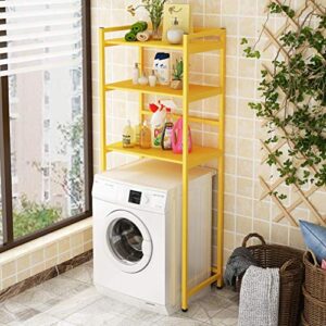 hokcus multi-functional shelf washer storage frames for over toilet,bathroom shelf over washinghine storage with adjustable foot pad storage shelf for shampoo toiletries/yellow fra