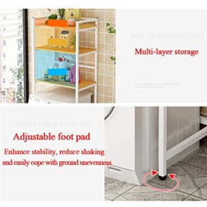 Hokcus Multi-Functional Shelf Washer Storage Frames for Over Toilet,Bathroom Shelf Over Washinghine Storage with Adjustable Foot Pad Storage Shelf for Shampoo Toiletries/Yellow Fra