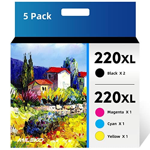 220XL Ink Cartridges Remanufactured Ink Cartridge Replacement for Epson 220 XL T220XL to use with WF-2760 WF-2750 WF-2650 WF-2630 XP-420 XP-320 XP-424 (2 Black, 1 Cyan, 1 Magenta, 1 Yellow 5 Pack)