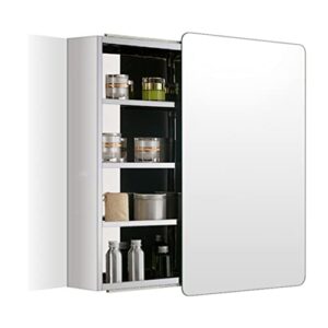 nizame sliding door bathroom mirror cabinet, wall mounted stainless steel modern storage shelf, 4 layers storage cupboard unit, silent guide, for shower room, living room (color : right sliding door)