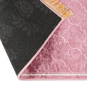 QQXX Prayer Blanket,Thick Soft Velvet Turkish Design,Luxury Prayer mat Rug for Men and Women,Portable Travel Prayer mat,Simple Pocket Prayer Rug,Great Islamic Ramadan Gift (Pink), Pink