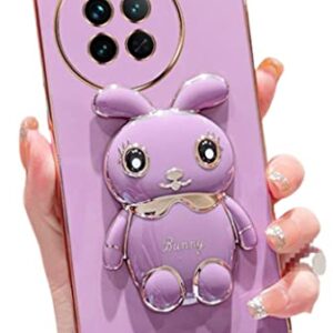 Lozeguyc for Oneplus 11 5G Case 3D Cute Cartoon Hidden Rabbit Kickstand Design for Women Girls,Luxury Plating Glitter Soft Silicone Girly Phone Case with Camera Protection Cover for Oneplus 11 Purple