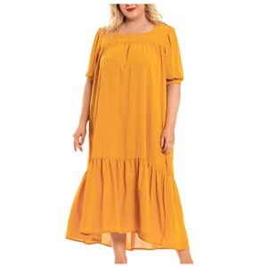 casual summer dresses for women, vestidos para mujer casuales y elegantes maxi dresses women 2023 beach dresses casual wrap sundresses dresses maxi v neck ruffle long sleeve (3xl, yellow)