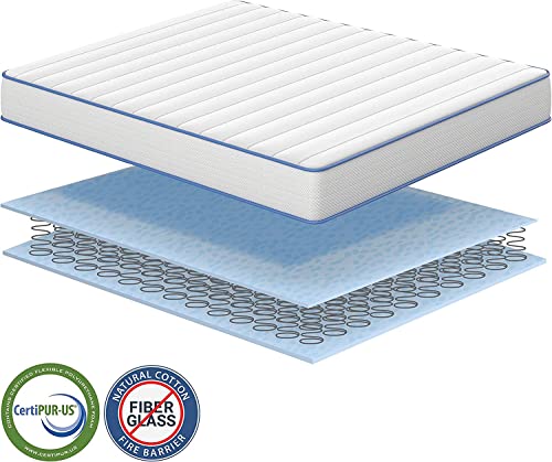 Nautica Home, 6" Relieve Innerspring Hybrid Mattress, Quilted Memory Foam Cover, High Density Comfort Latex Foam Layer with Bonnell Support Coil Springs Base