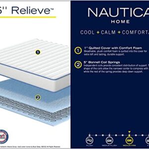 Nautica Home, 6" Relieve Innerspring Hybrid Mattress, Quilted Memory Foam Cover, High Density Comfort Latex Foam Layer with Bonnell Support Coil Springs Base