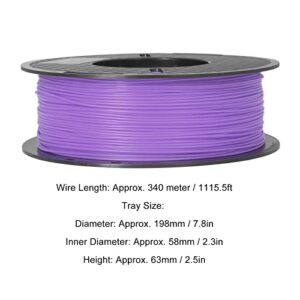 3D Printer Roll Filament, High Accuracy Consumables 1kg Spool 1.75mm PLA Print Filament for Industrial Devices(Purple)