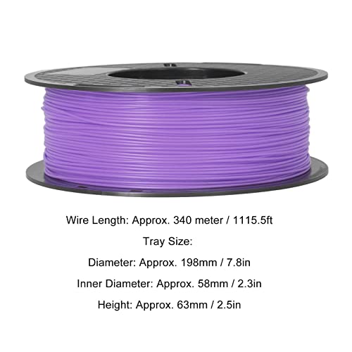 3D Printer Roll Filament, High Accuracy Consumables 1kg Spool 1.75mm PLA Print Filament for Industrial Devices(Purple)