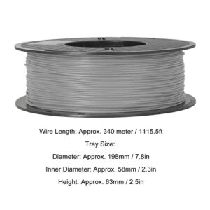 3D Printer Roll Filament, Smokeless Plastic Shell 1kg Spool 1.75mm PLA Print Filament High Accuracy for Industrial Devices(Silver)