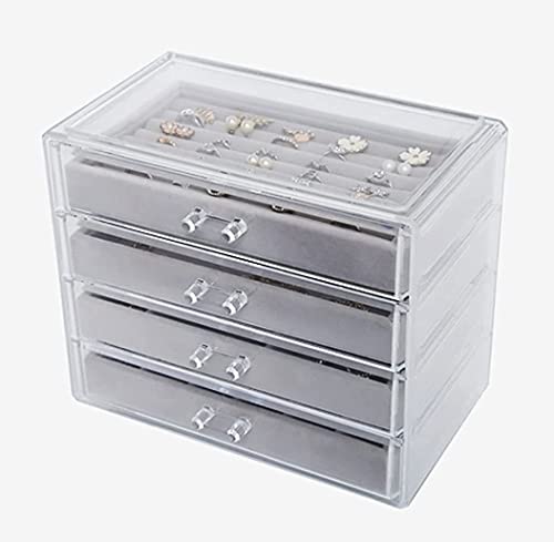 Yalych Jewelry Box Jewelry Case Clear Acrylic Jewelry Box With 4 Drawers For Earring Bangle Bracelet Necklace And Rings Storage Jewelry Organizer