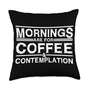 coffee and contemplation by londonseite mornings are for coffee and contemplation throw pillow, 18x18, multicolor