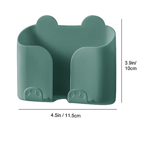 Wall Mount Phone Holder, 2 Pcs Phone Charger Stand Remote Control Storage Box with Adhesive and Data Cable Receiving Hole (Gray & Green)