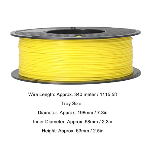 3D Printer Roll Filament, Smokeless Plastic Shell 1kg Spool 1.75mm PLA Print Filament High Accuracy for Industrial Devices(Yellow)