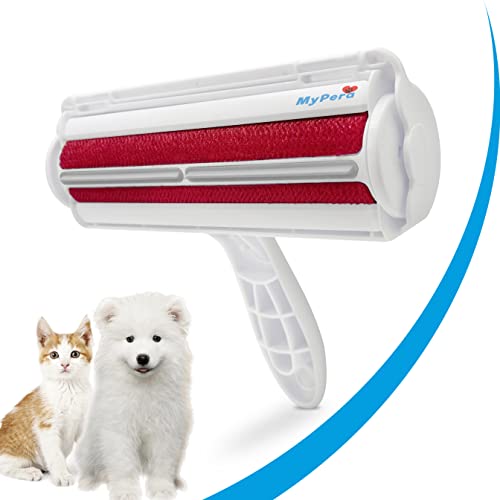 MyPera Pet Hair Remover - Reusable Cat and Dog Hair Remover for Furniture, Couch, Carpet, Clothes, Car Seats or Bedding - Portable Lint Rollers, Self-Cleaning Base Dog and Cat Fur Removal Tool