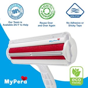 MyPera Pet Hair Remover - Reusable Cat and Dog Hair Remover for Furniture, Couch, Carpet, Clothes, Car Seats or Bedding - Portable Lint Rollers, Self-Cleaning Base Dog and Cat Fur Removal Tool