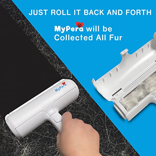 MyPera Pet Hair Remover - Reusable Cat and Dog Hair Remover for Furniture, Couch, Carpet, Clothes, Car Seats or Bedding - Portable Lint Rollers, Self-Cleaning Base Dog and Cat Fur Removal Tool