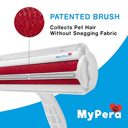 MyPera Pet Hair Remover - Reusable Cat and Dog Hair Remover for Furniture, Couch, Carpet, Clothes, Car Seats or Bedding - Portable Lint Rollers, Self-Cleaning Base Dog and Cat Fur Removal Tool