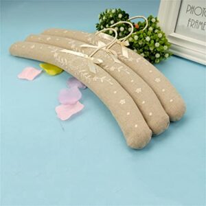 N/A Embroidered Satin Padded Wedding Hanger Bridal Wooden Adult Coat Hanger Ladies Hanger ( Color : Beige , Size : 41.3*17cm )