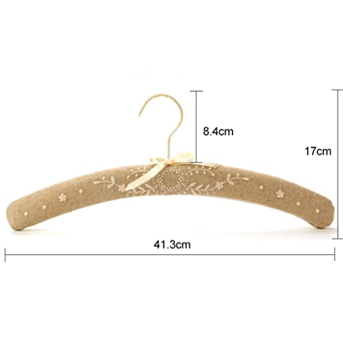 N/A Embroidered Satin Padded Wedding Hanger Bridal Wooden Adult Coat Hanger Ladies Hanger ( Color : Beige , Size : 41.3*17cm )