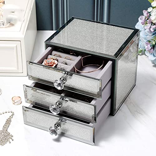 Yalych Jewelry Box Jewelry Boxes 3 Tier Jewelry Box For Women High-end Glass With Drawers Watch And Earring Jewelry Storage Box jewellery case Jewelry Organizer