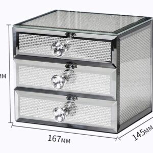 Yalych Jewelry Box Jewelry Boxes 3 Tier Jewelry Box For Women High-end Glass With Drawers Watch And Earring Jewelry Storage Box jewellery case Jewelry Organizer