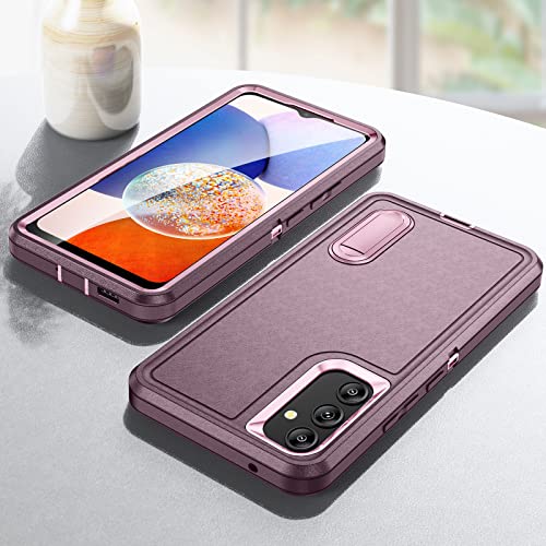 BaHaHoues for Samsung Galaxy A14 5G Case, Samsung A14 Phone Case with Built in Kickstand,Shockproof/Dustproof/Drop Proof Military Grade Protective Cover for Galaxy A14 5G (Night Purple/Baby Pink)