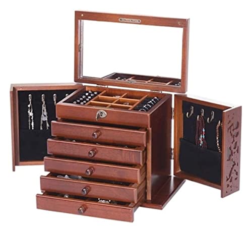 Yalych Jewelry Box Jewelry Boxes Wooden Jewelry Box With Lock Chinese Style Jewellery Boxes Bracelet Necklace Earrings Ring Storage Box Jewelry Storage jewellery case Jewelry Organizer