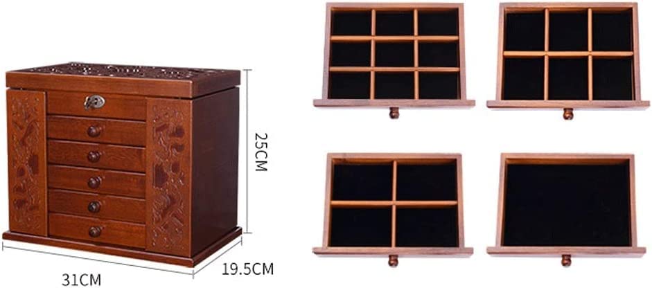 Yalych Jewelry Box Jewelry Boxes Wooden Jewelry Box With Lock Chinese Style Jewellery Boxes Bracelet Necklace Earrings Ring Storage Box Jewelry Storage jewellery case Jewelry Organizer