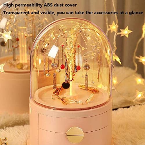 Jewelry Box Jewelry Boxes Jewelry Box Rotating Jewelry Boxes Multifunctional Necklace Hangers ABS Dust Cover Organizer Box Large Capacity Exquisite Storage Boxes jewellery case Jewelry Organizer