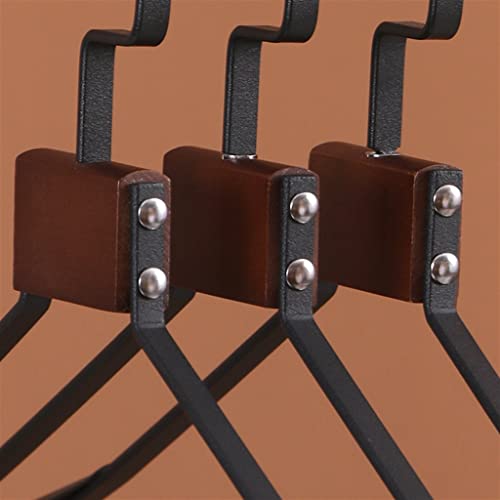 N/A Iron Wood Hanger Wooden Metal Set Household Iron Wide Shoulder Hanger Beech Wardrobe Clothes Hanger