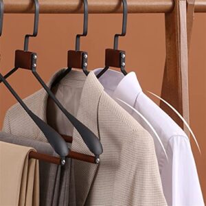 N/A Iron Wood Hanger Wooden Metal Set Household Iron Wide Shoulder Hanger Beech Wardrobe Clothes Hanger