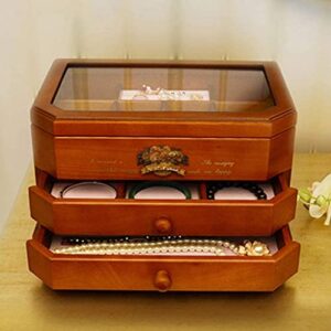 Yalych Solid Wood Jewelry Box Box 3 Layer Jewelry Display Storage Case For Earring Ring Necklace Bracelet jewellery case Jewelry Organizer