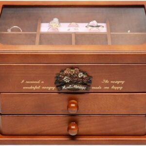 Yalych Solid Wood Jewelry Box Box 3 Layer Jewelry Display Storage Case For Earring Ring Necklace Bracelet jewellery case Jewelry Organizer