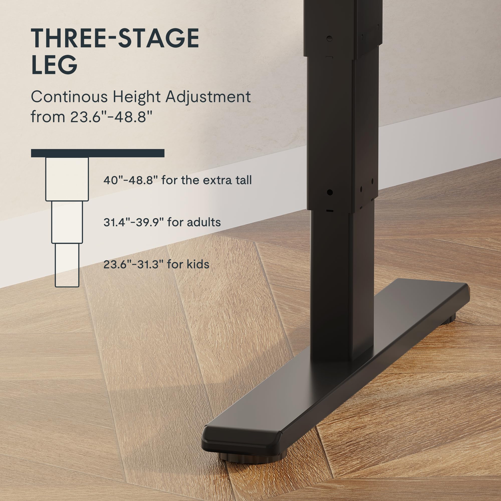 FLEXISPOT Standing Desk Dual Motor 3 Stages Whole-Piece Electric Stand Up Desk 55x28 Inch Height Adjustable Desk Home Office Desk (Black Frame + Black Desktop, 2 Packages)