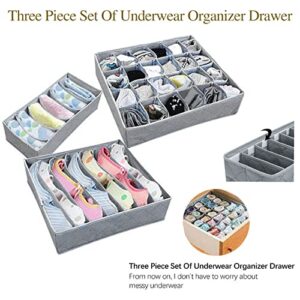 Kmonabie Organizer Drawers Storage Clothes, 3 Pack Closet Underwear Organizer Drawer Divide For Underwear Bras Socks Ties