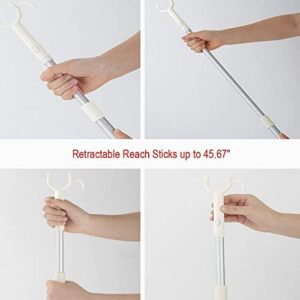 BEEY Reach Stick Long Pole Utility Hook 45" Telescoping Closet Pole Adjustable Reaching Pole Extendable Reach Pole Reaching Pole for Clothesline,Closet,Ceiling,Shelf