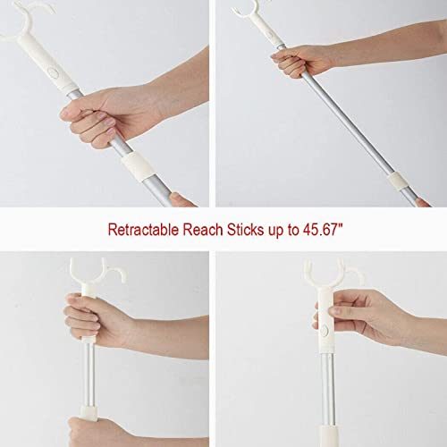 BEEY Reach Stick Long Pole Utility Hook 45" Telescoping Closet Pole Adjustable Reaching Pole Extendable Reach Pole Reaching Pole for Clothesline,Closet,Ceiling,Shelf