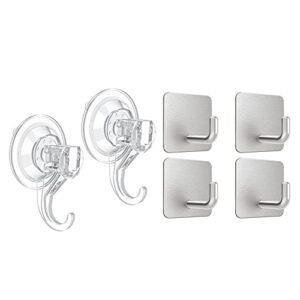 vis'v 2 pcs suction cup hooks and 4 pcs adhesive hooks