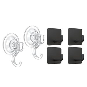 vis'v 2 pcs suction cup hooks and 4 pcs adhesive hooks