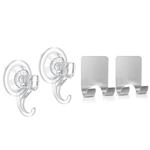 vis'v 2 pcs suction cup hooks and 2 pcs adhesive razor hooks