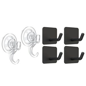 vis'v 2 pcs suction cup hooks and 4 pcs adhesive hooks